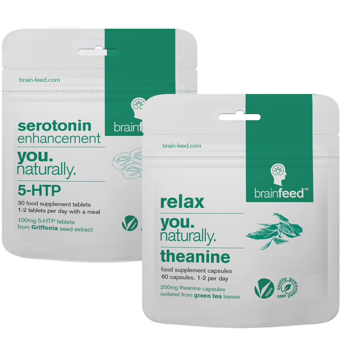 5HTP & L-Theanine | Positive Calming Tablets | 1-month supply – brain feed