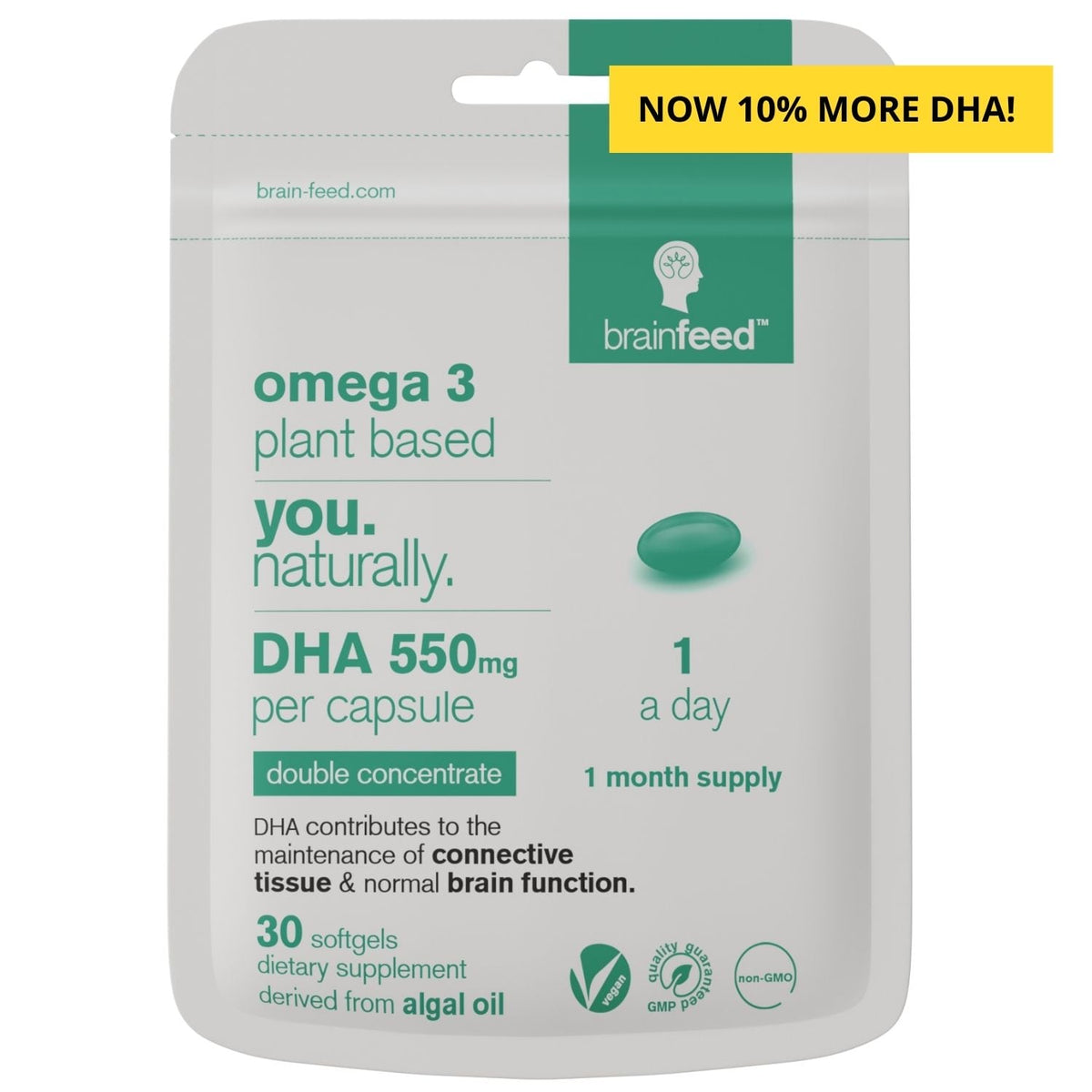 High DHA Supplement 550mg | Omega 3 Plant-based – brain feed
